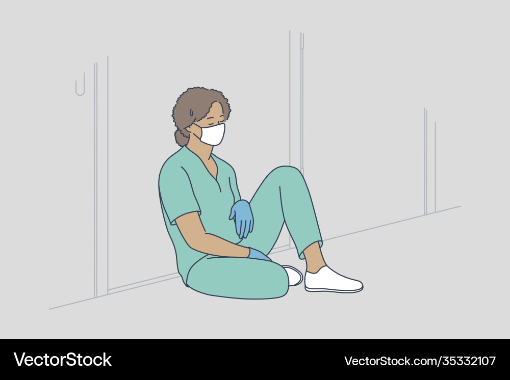 Doctor burnout stress hard conditions during Vector Image