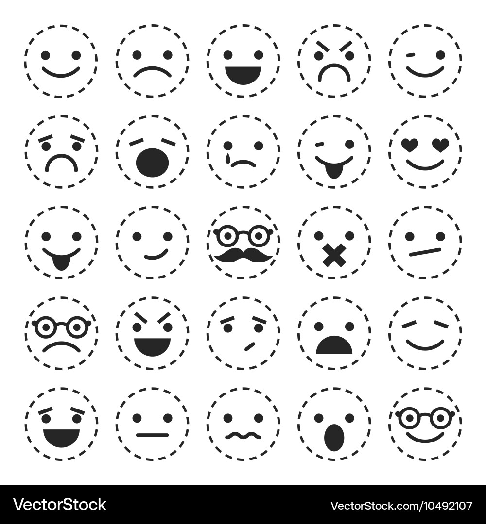 Emoticons set of characters in different emotions Vector Image