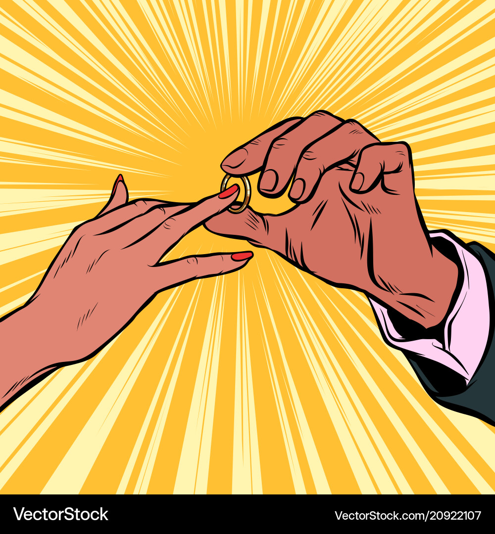 Engagement bride and groom wedding ring african Vector Image