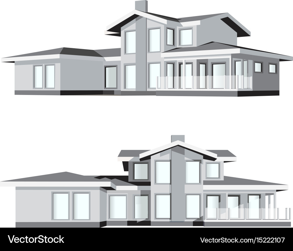 Family house in 2 views Royalty Free Vector Image