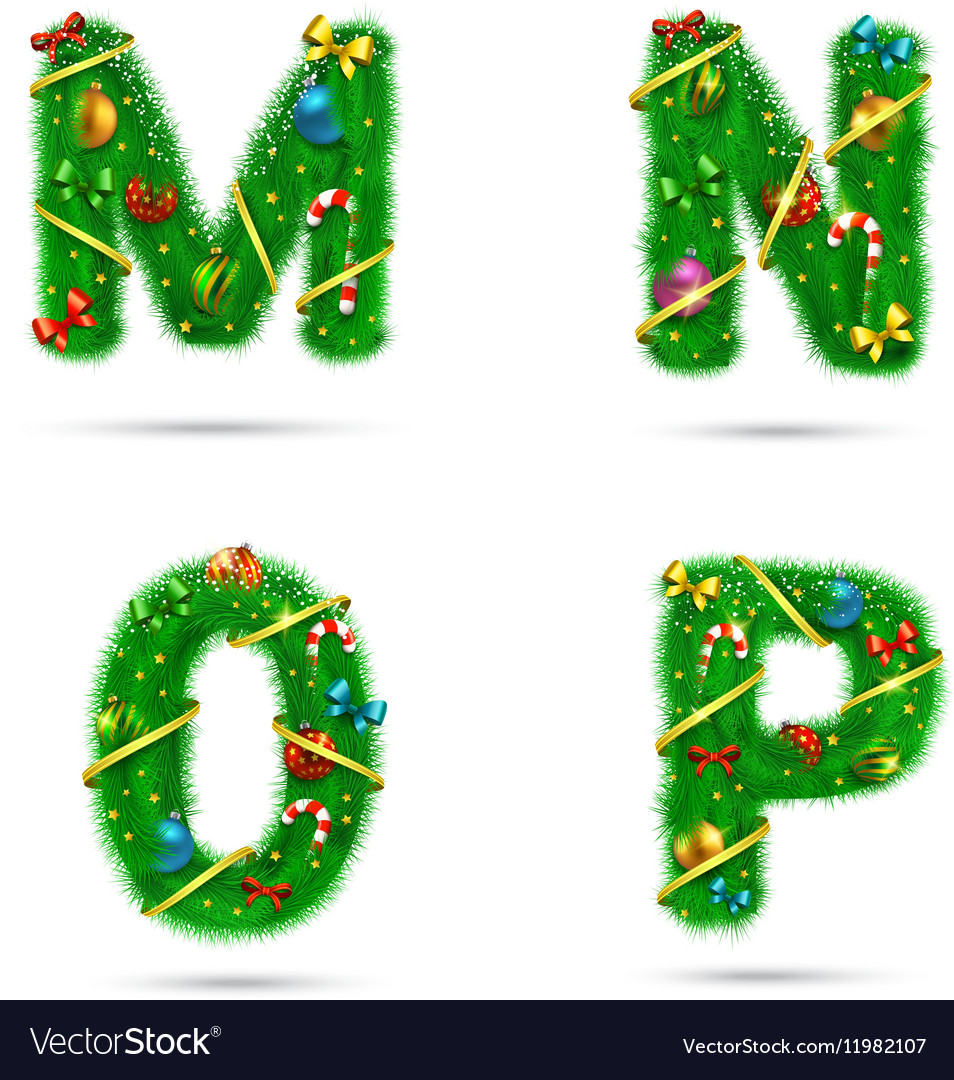 Fir tree font letters Royalty Free Vector Image