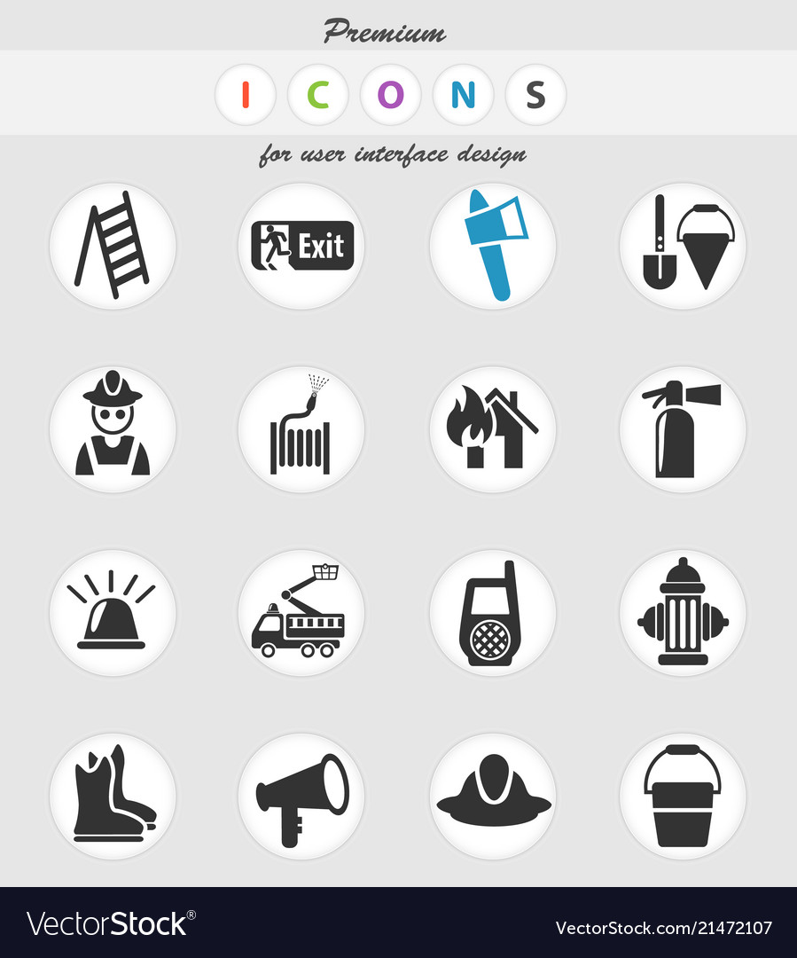 Fire brigade icon set Royalty Free Vector Image