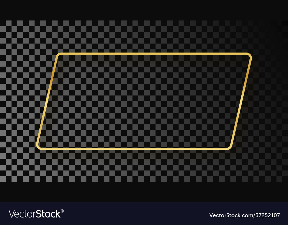 Gold glowing rounded rectangular shape frame Vector Image