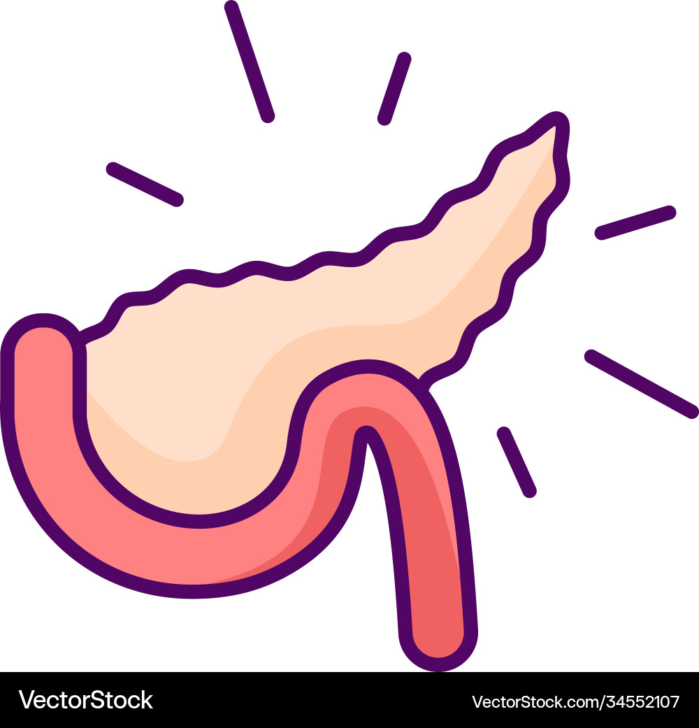 Pancreatitis rgb color icon Royalty Free Vector Image