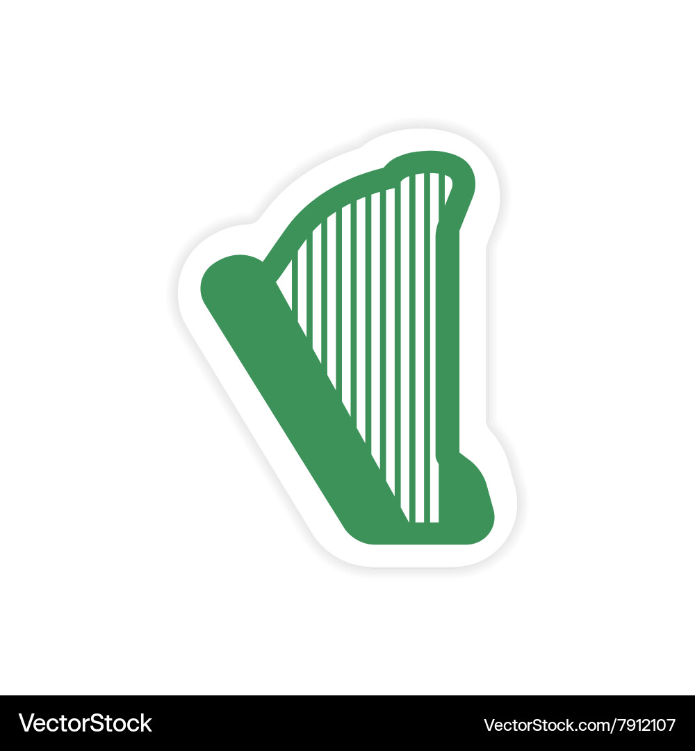 Paper sticker on white background greek harp Vector Image
