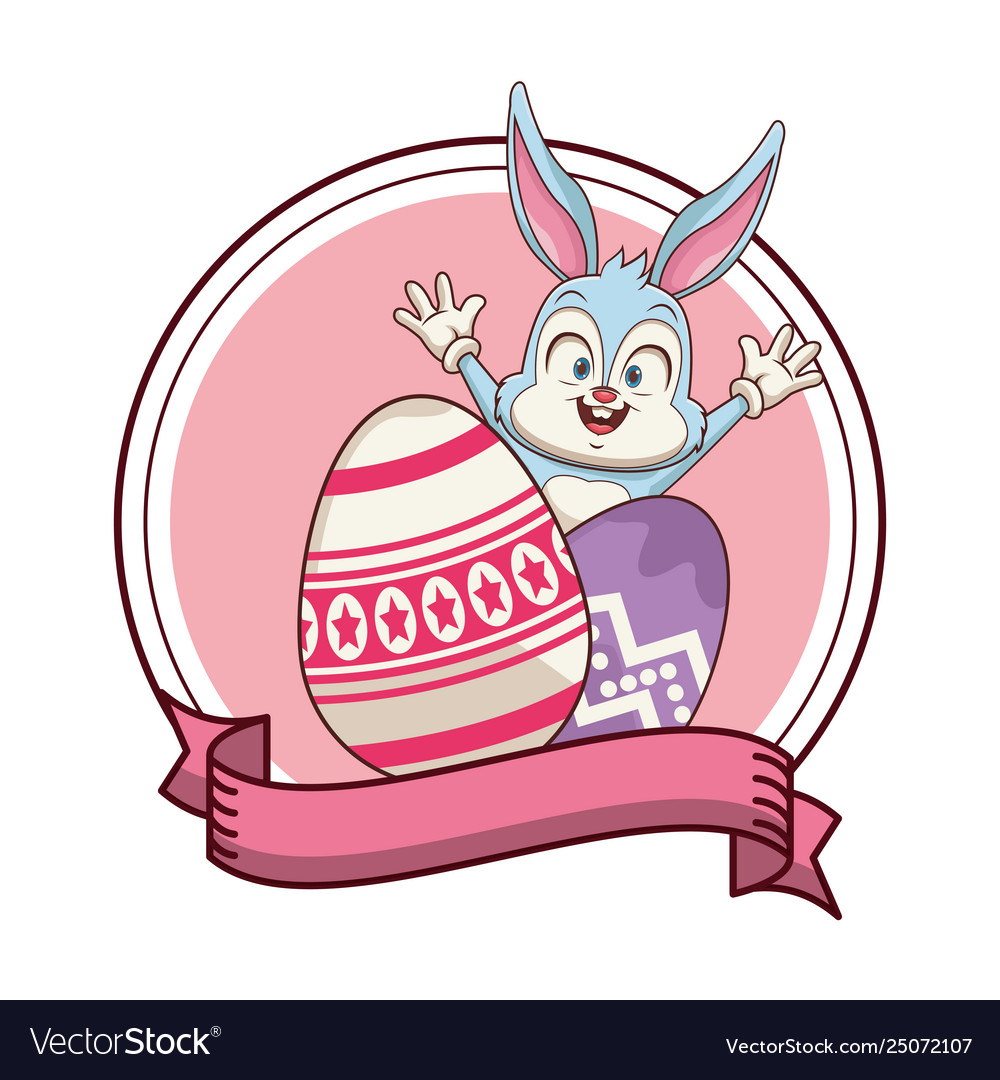 Rabbit with easter eggs Royalty Free Vector Image