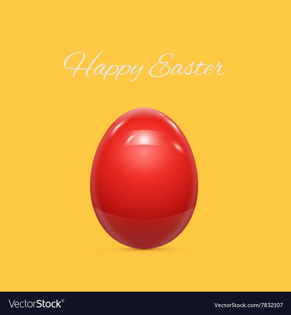 Red easter egg isolated on yellow background Vector Image