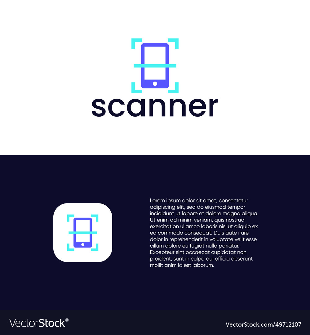 Scanner logo scanning bar code icon Royalty Free Vector