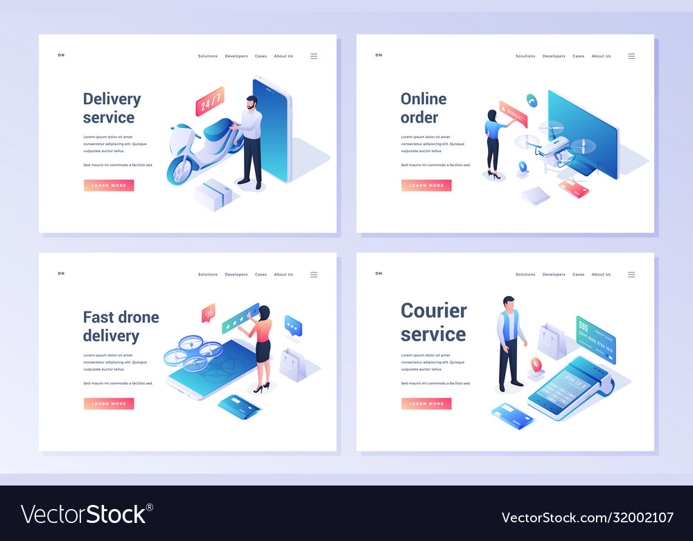 Set banners for delivery services Royalty Free Vector Image