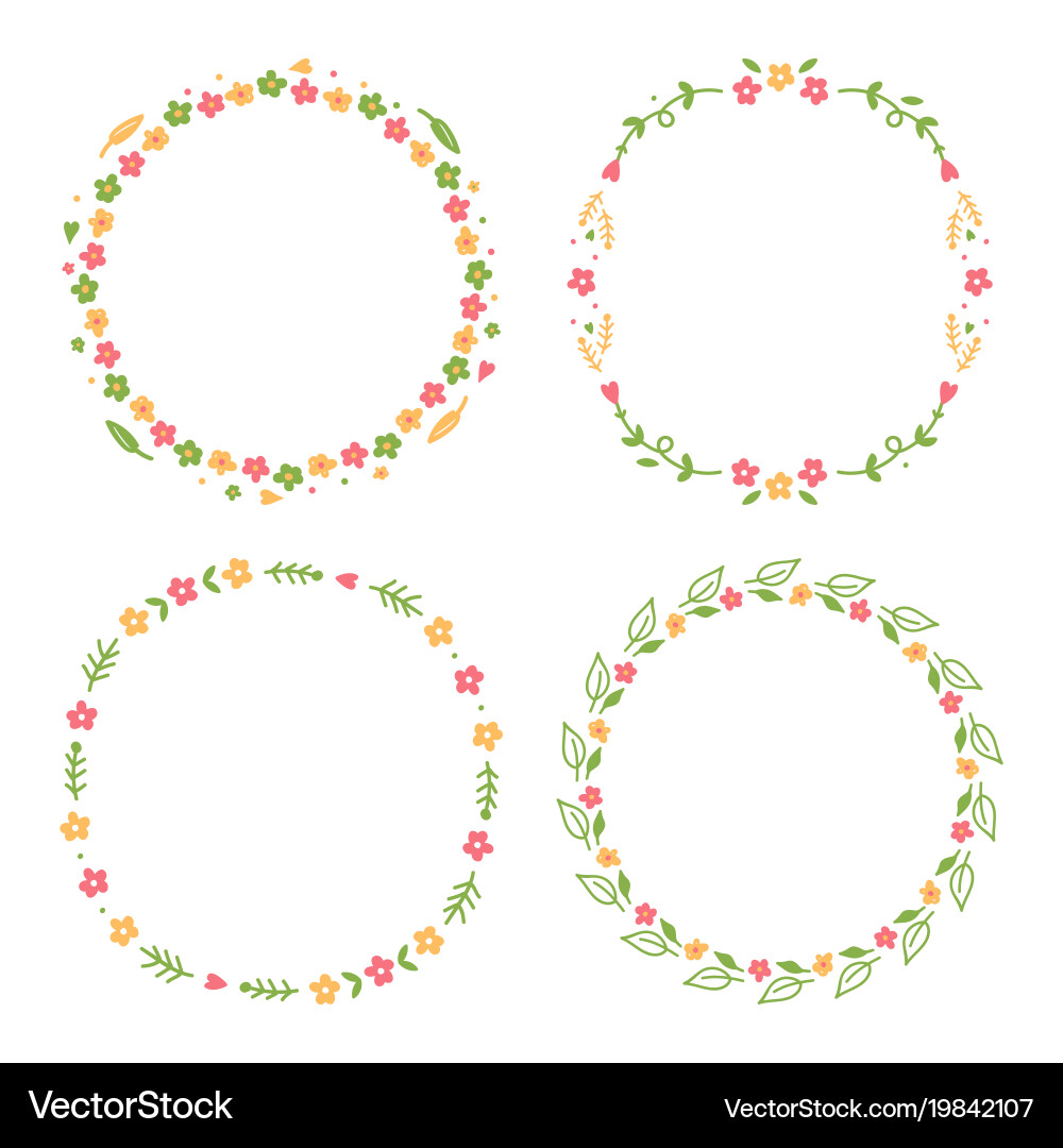 Set collection of beautiful floral round frames Vector Image