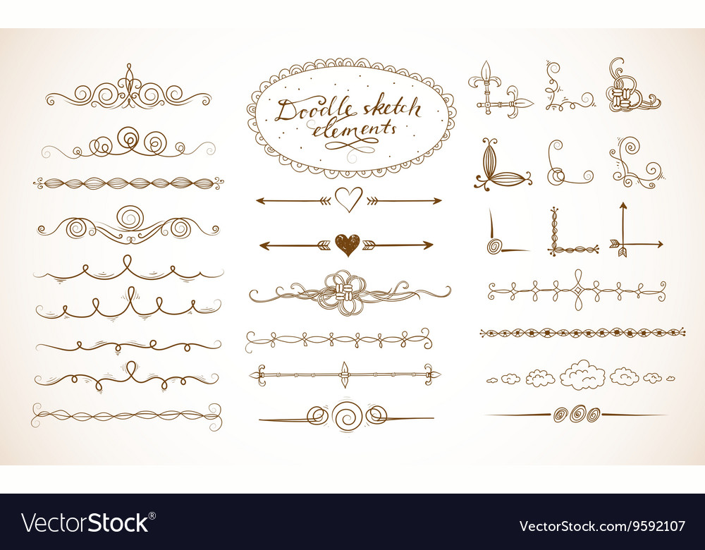 Set of doodle sketch decorative dividers Vector Image