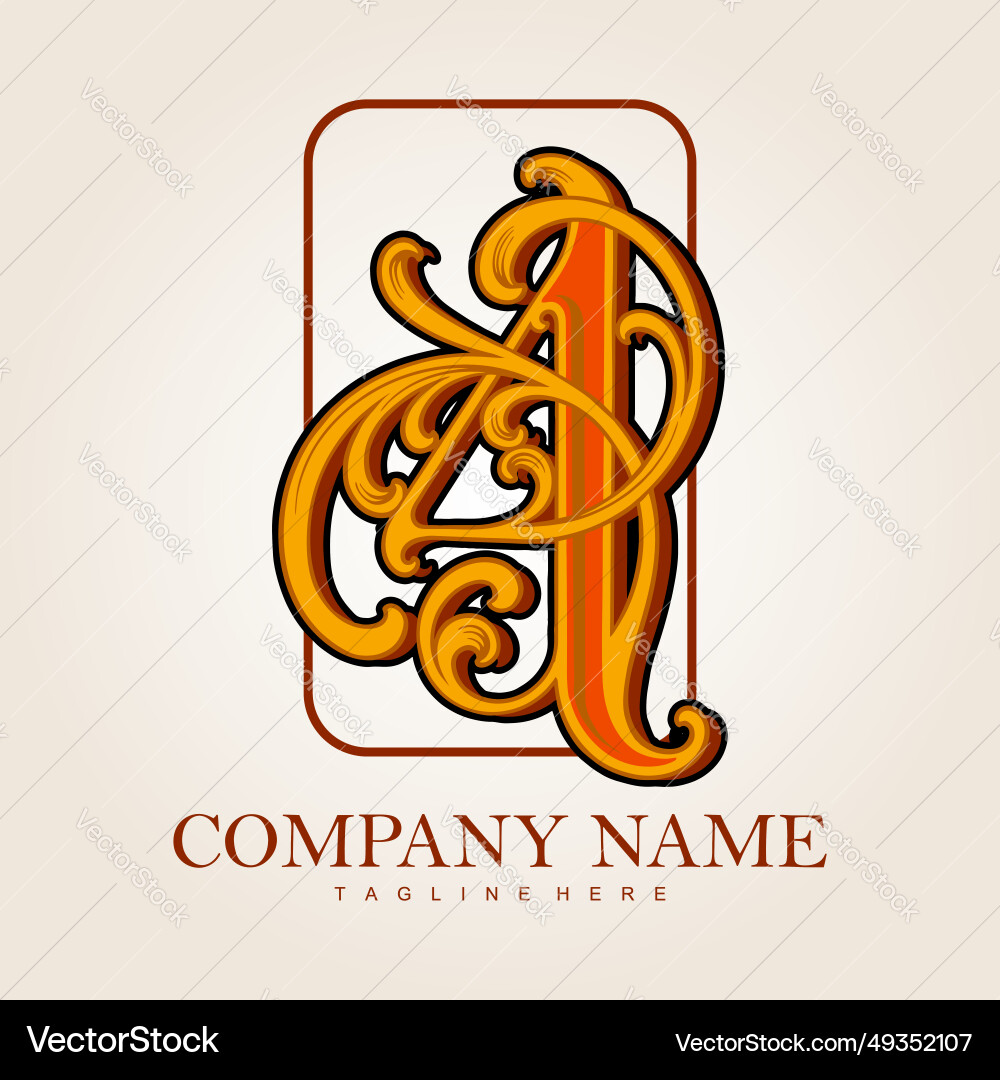 Vintage gold flourish number four monogram logo Vector Image