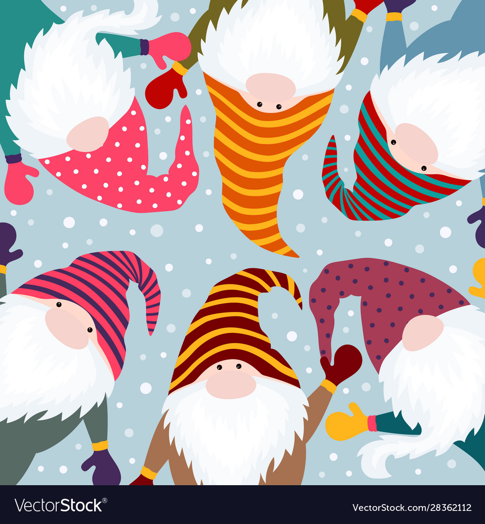 Christmas winter card with gnome Royalty Free Vector Image