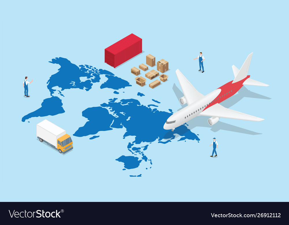 Global logistics network with world map Royalty Free Vector