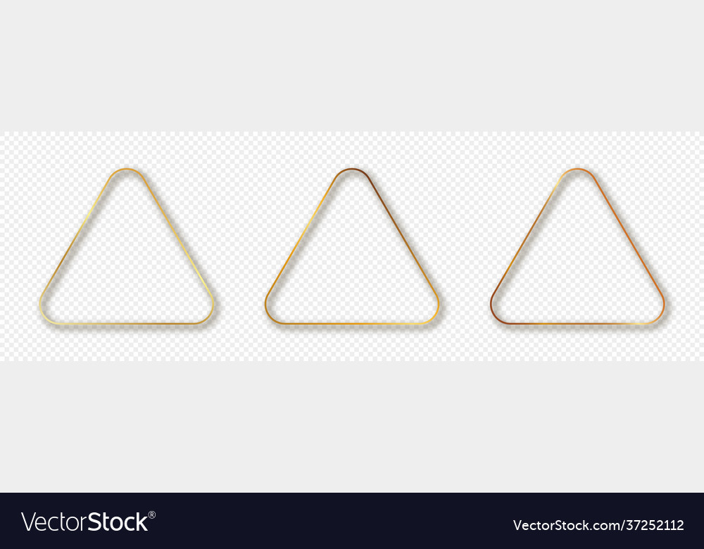 Gold glowing rounded triangle frame Royalty Free Vector