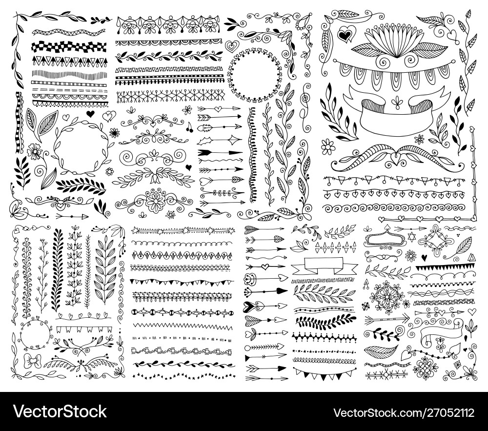 Hand drawing doodle page decoration set of Vector Image