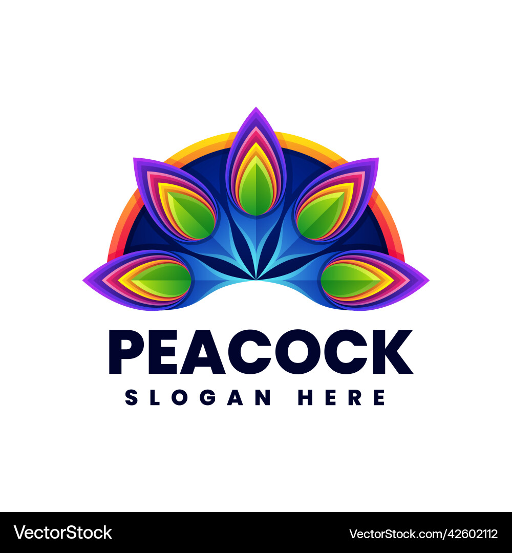 Logo peacock gradient colorful style Royalty Free Vector