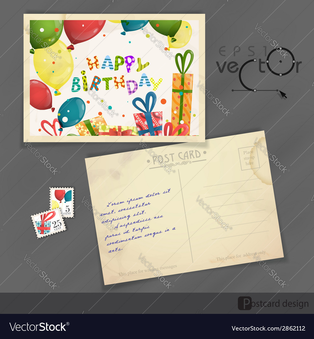 Old postcard design template Royalty Free Vector Image