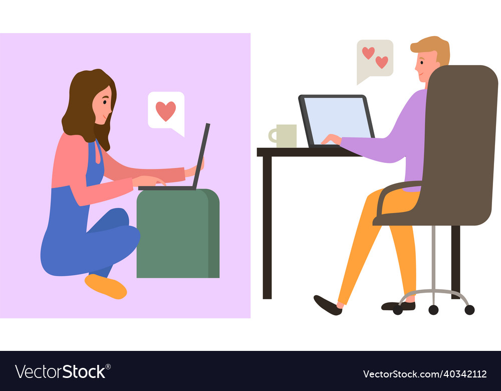 People in relationship using laptops computers Vector Image