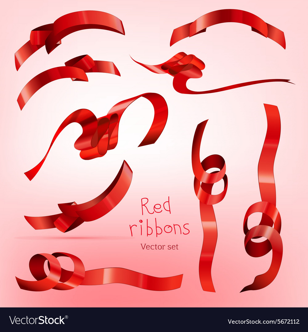 Red ribbon set Royalty Free Vector Image - VectorStock