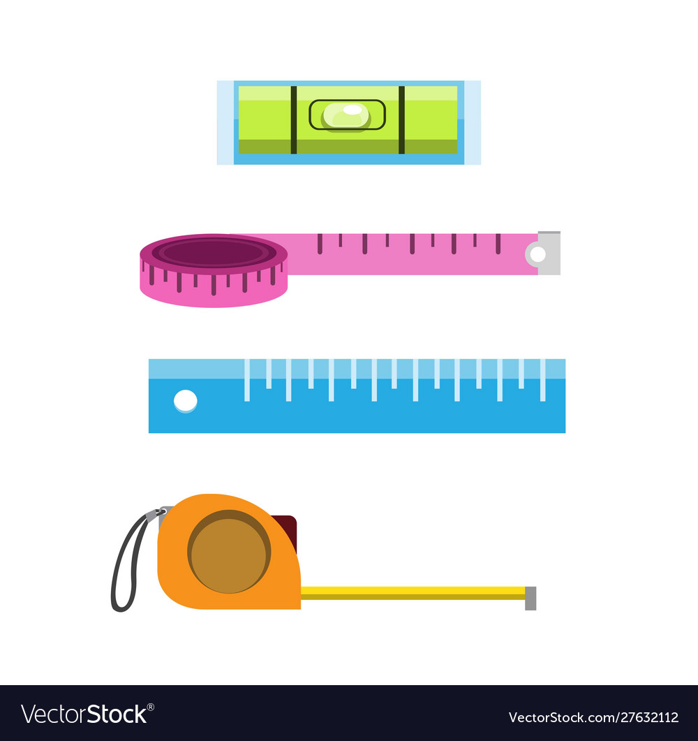 Ruler icon set flat Royalty Free Vector Image - VectorStock