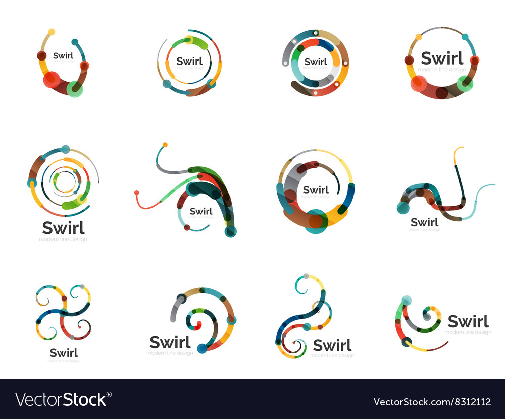 Swirl circle logo set Royalty Free Vector Image
