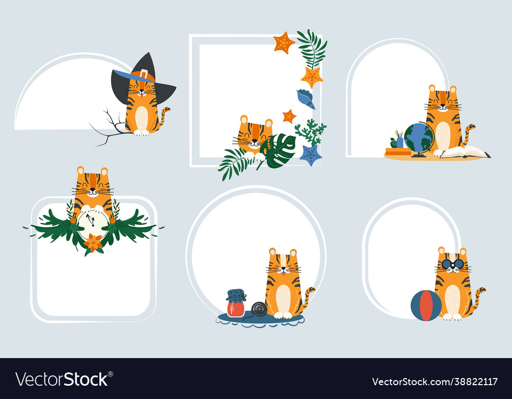 A set leaflets for notes with cute cartoon Vector Image