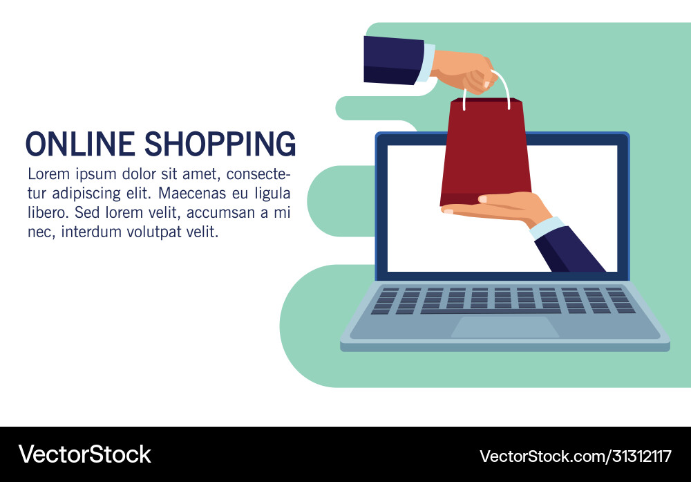 Banner shopping online with laptop Royalty Free Vector Image