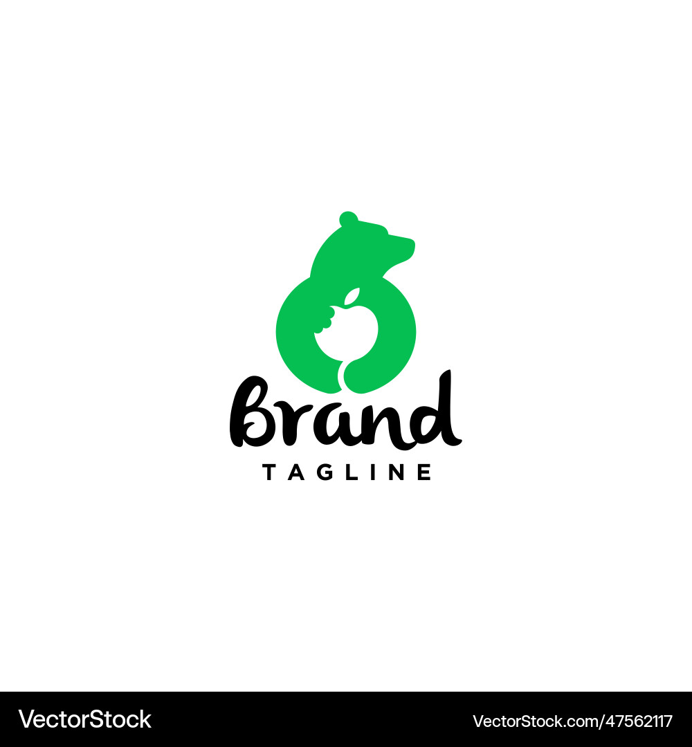 Bear bites fruit logo design Royalty Free Vector Image