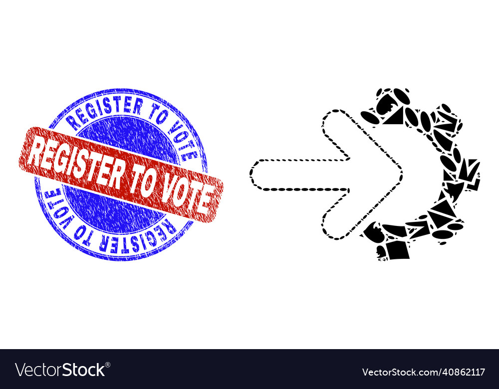 Bicolor textured register to vote stamp seal Vector Image Bicolor textured register to vote stamp seal Vector Image