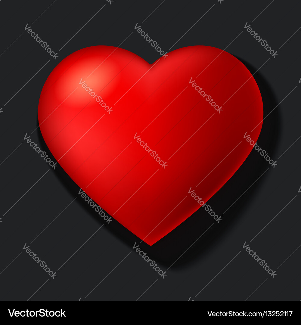 Big red a scarlet heart isolated on dark Vector Image
