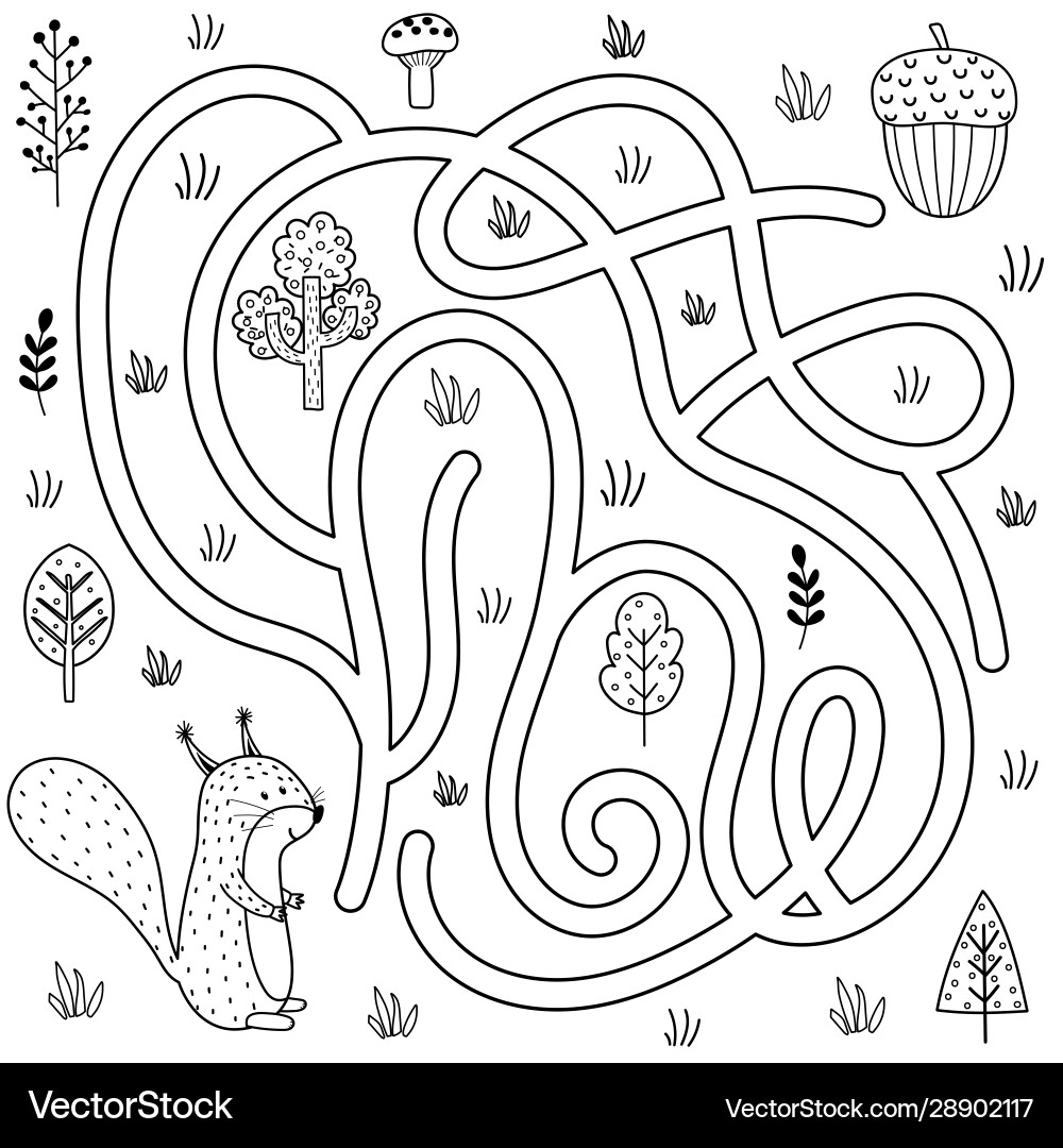 Black and white labyrinth game for kids help the Vector Image