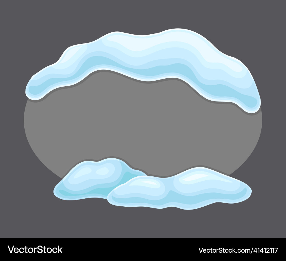 Blank frozen oval shape banner with snow cold Vector Image