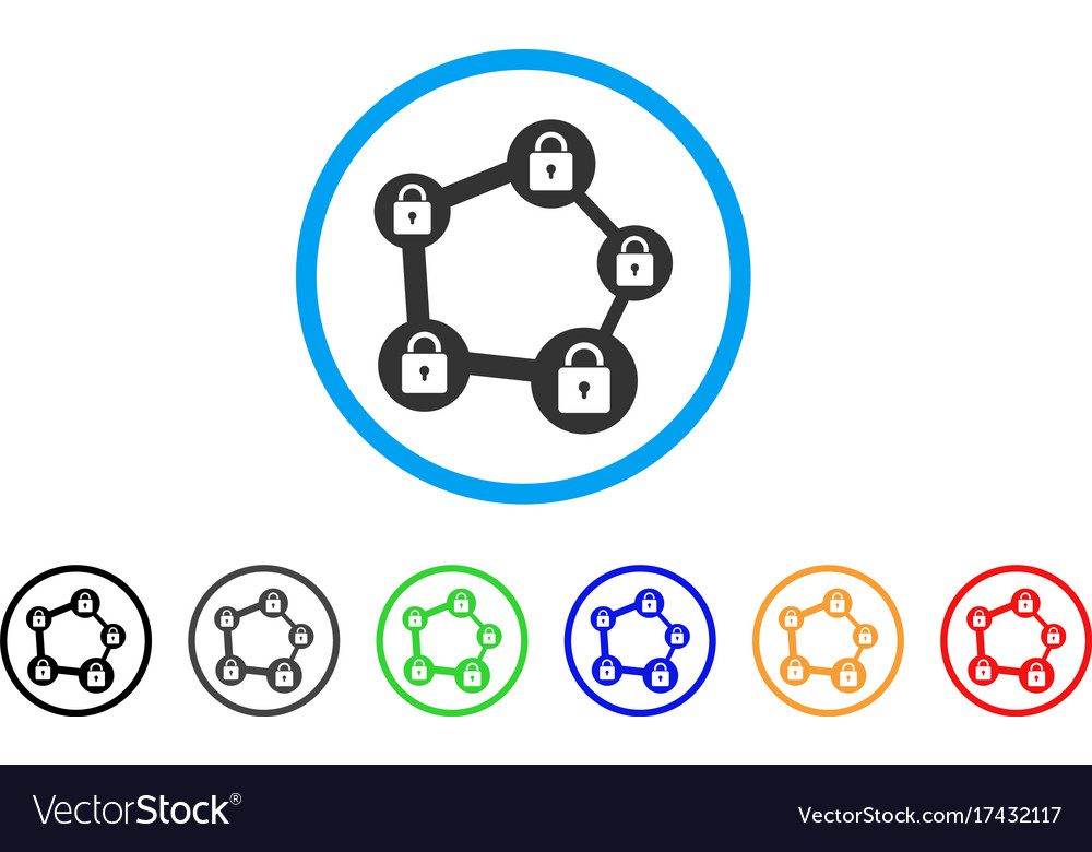 Blockchain network rounded icon Royalty Free Vector Image