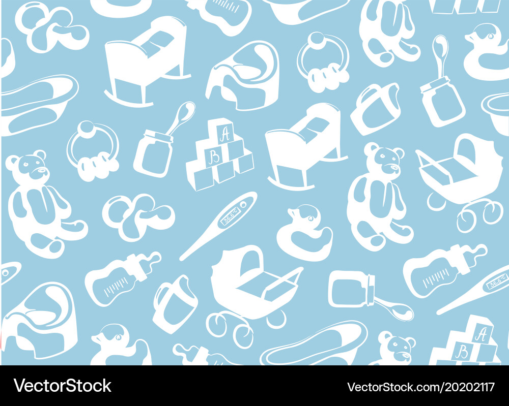 Blue children seamless background Royalty Free Vector Image