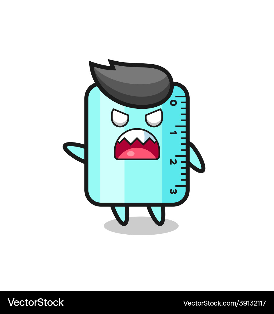 Cute ruler cartoon in a very angry pose Royalty Free Vector