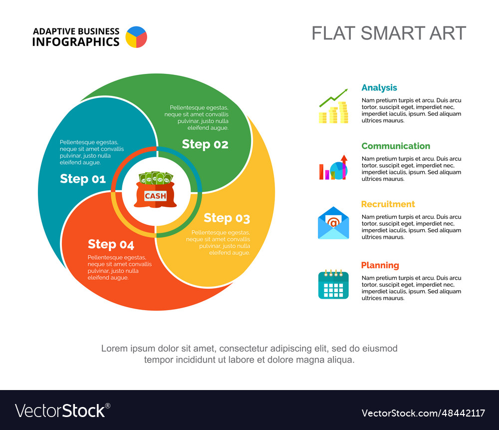 Cycle chart with four steps template Royalty Free Vector