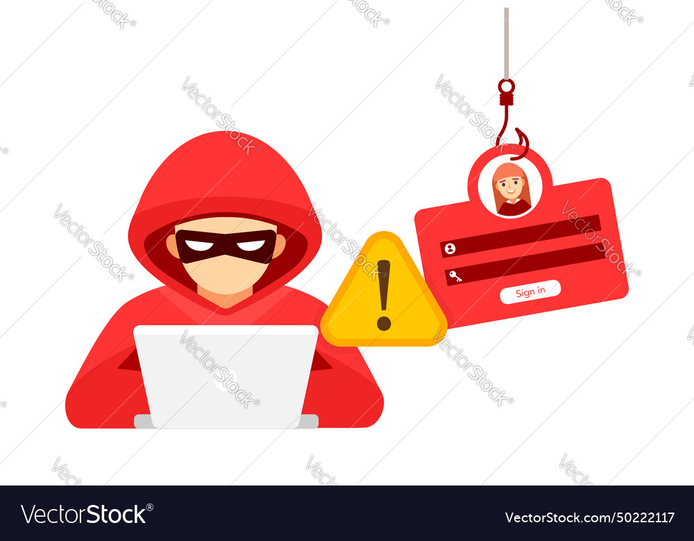 Hacker with a phishing trap targeting personal Vector Image