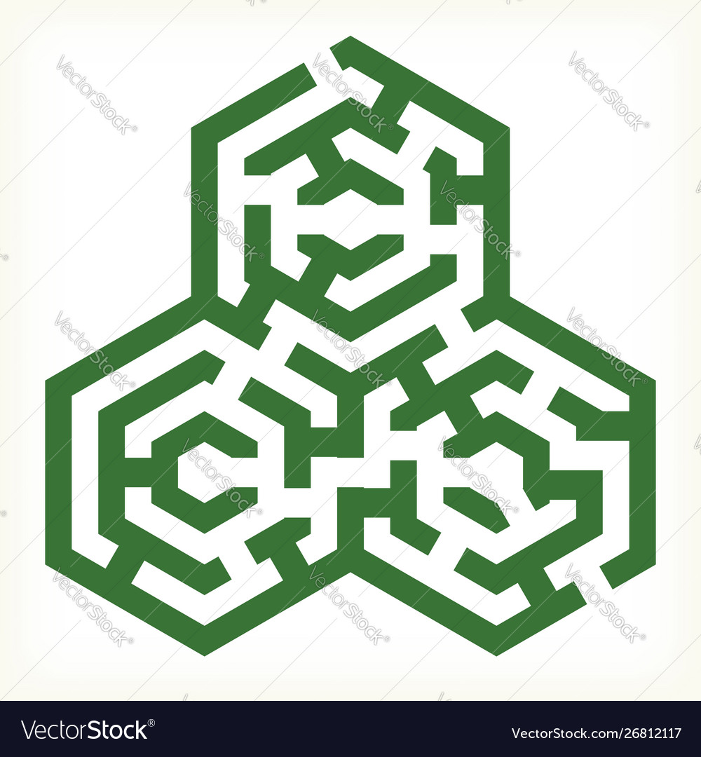Hexagonal maze icon in flat and geometric style Vector Image