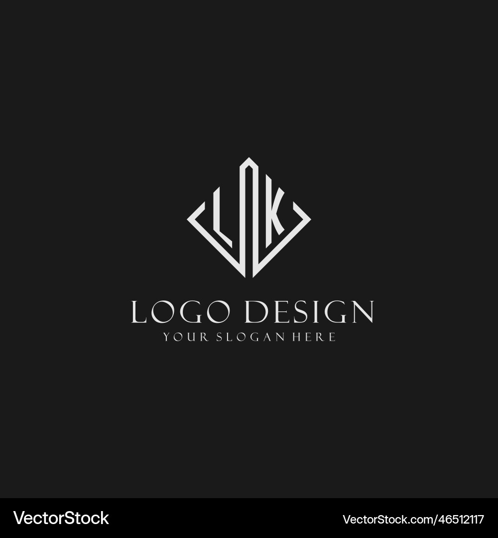 Letter lk logo with rhombus square design style Vector Image