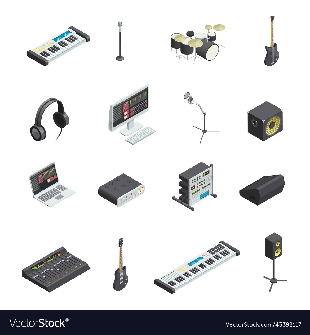 Music studio elements set Royalty Free Vector Image