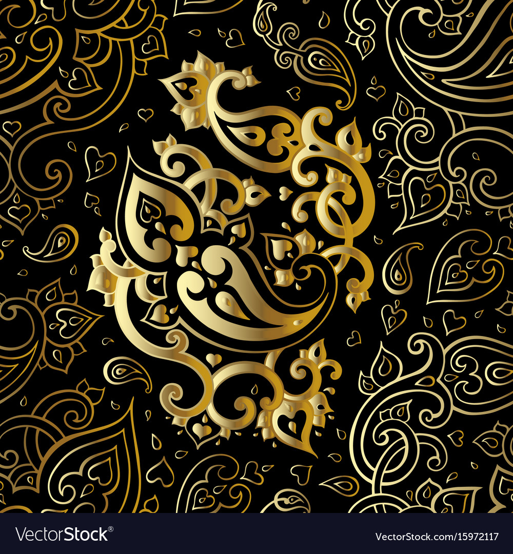 Paisley Beautiful Golden Seamless Background Vector Image