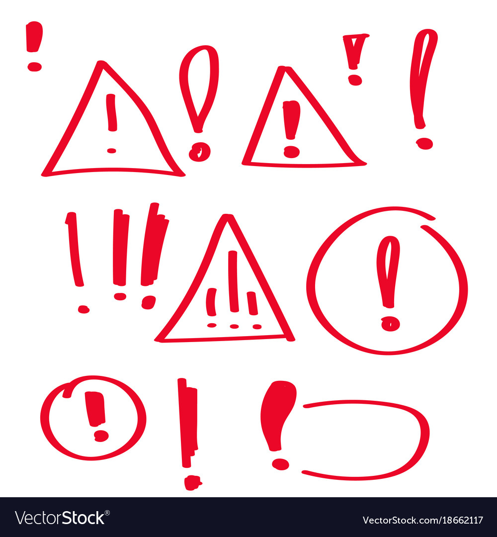 Set hand drawn exclamation mark Royalty Free Vector Image