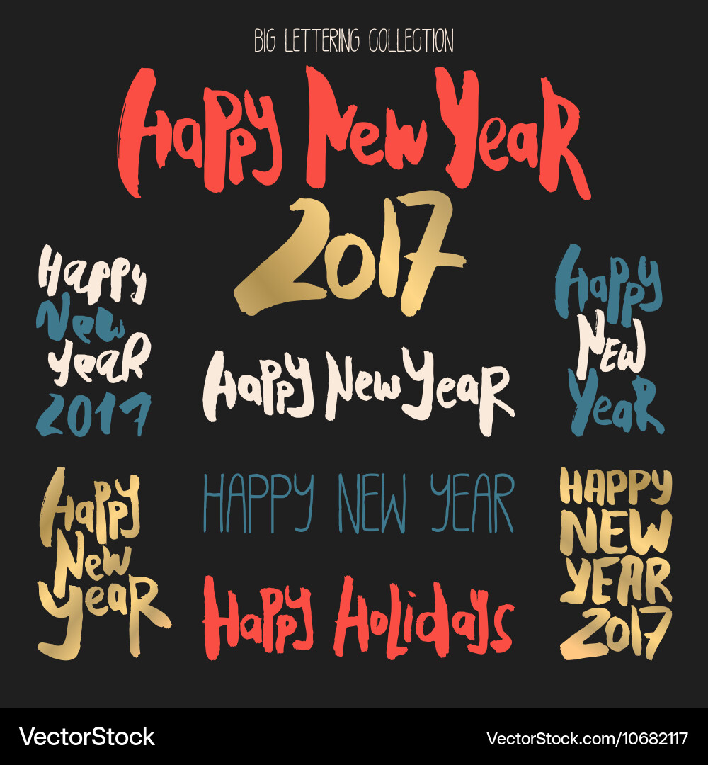 Set of 8 decorative handdrawn lettering Royalty Free Vector