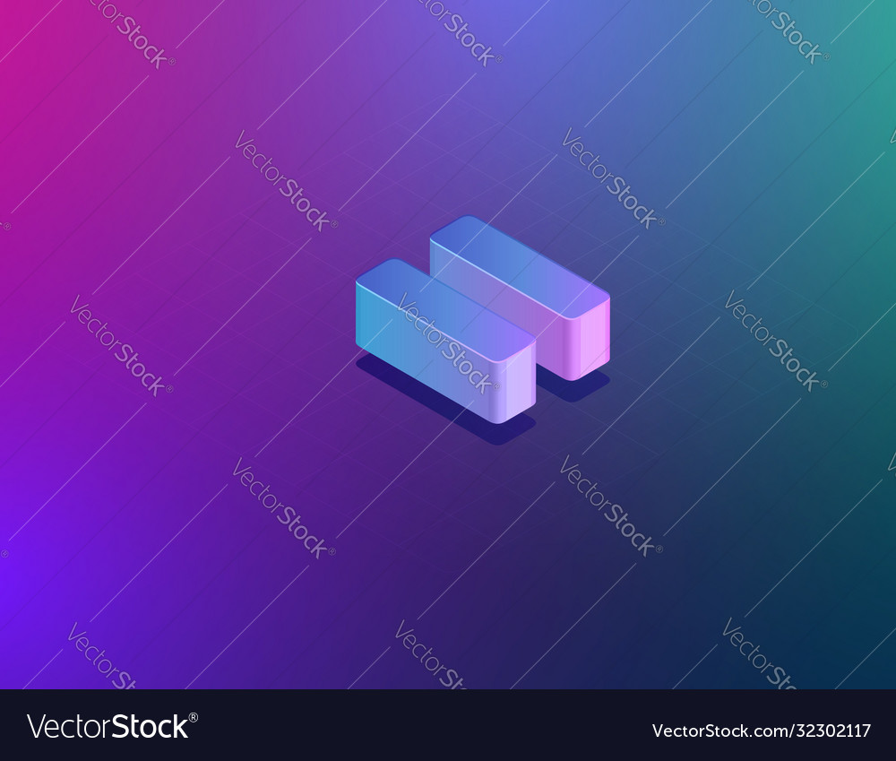 Three dee tech font equal character isometric Vector Image