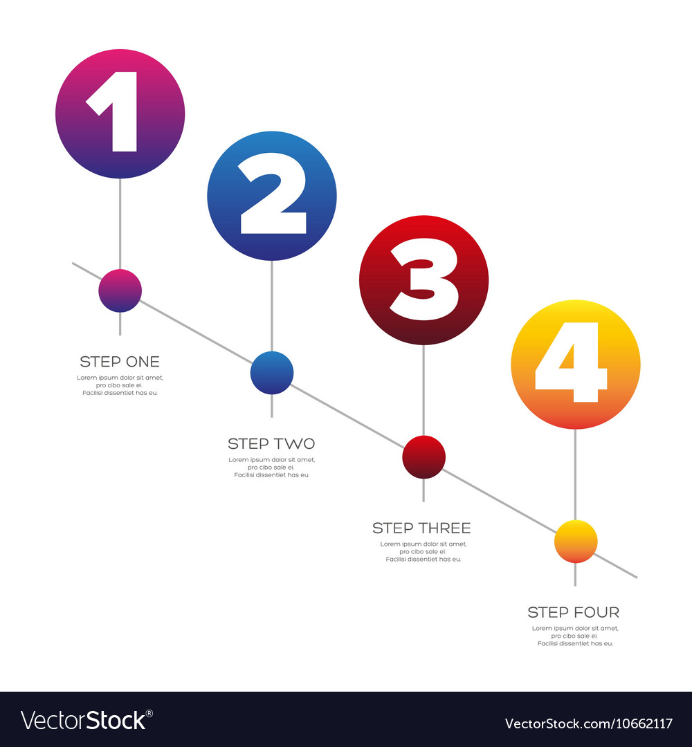 Timeline - One two three four progress bar label Vector Image