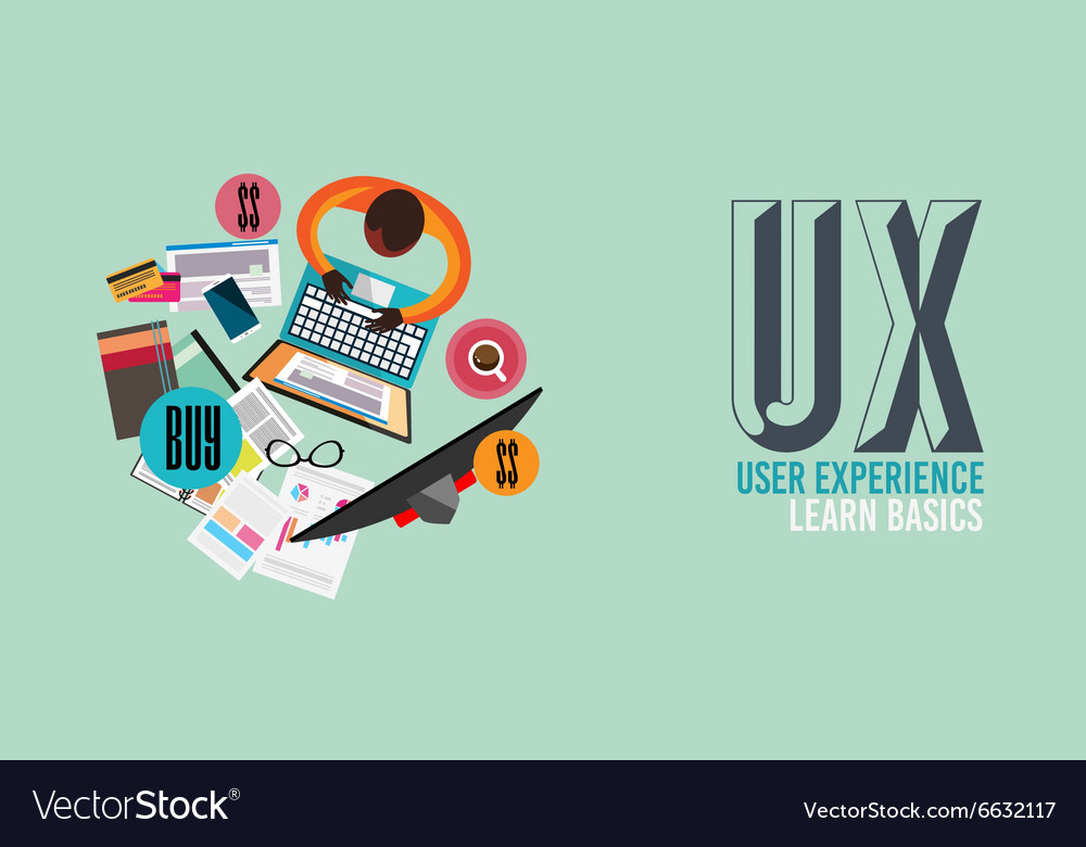 Ux user experience background concept with doodle Vector Image