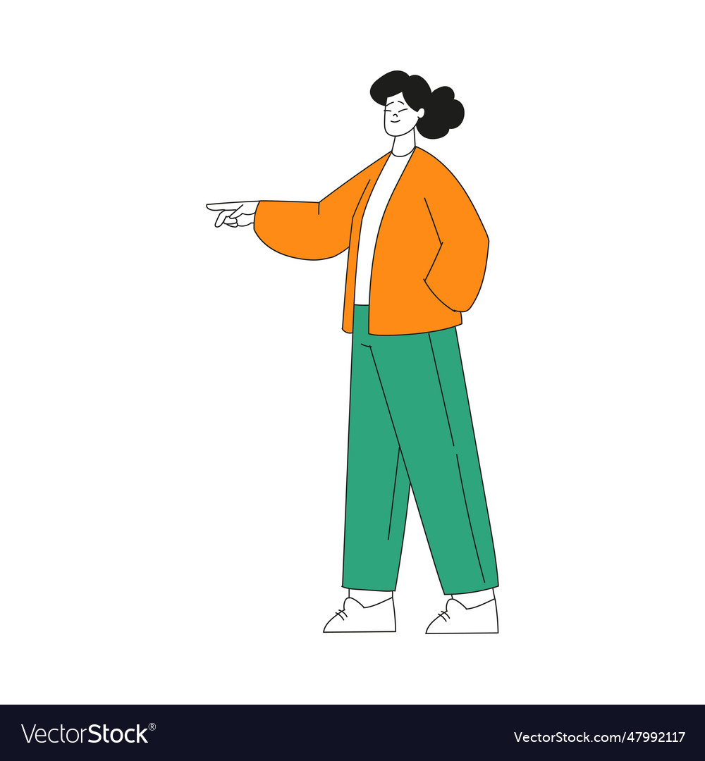 Woman Character Indicating Something Pointing With 