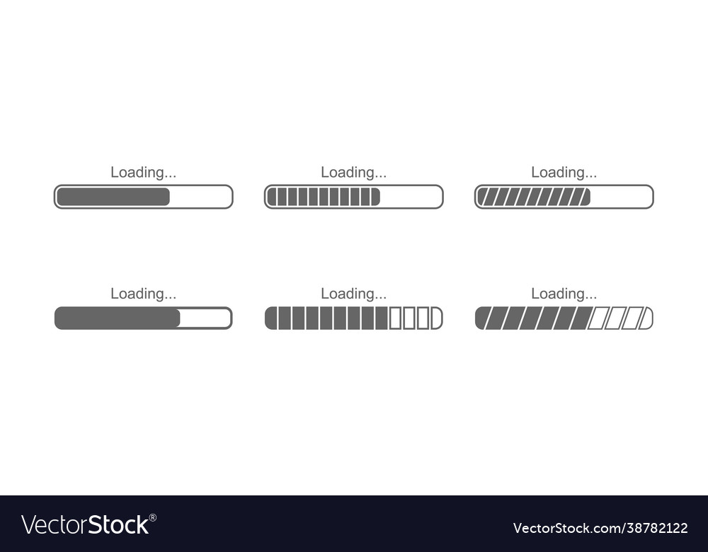 A set icons for loading bar Royalty Free Vector Image