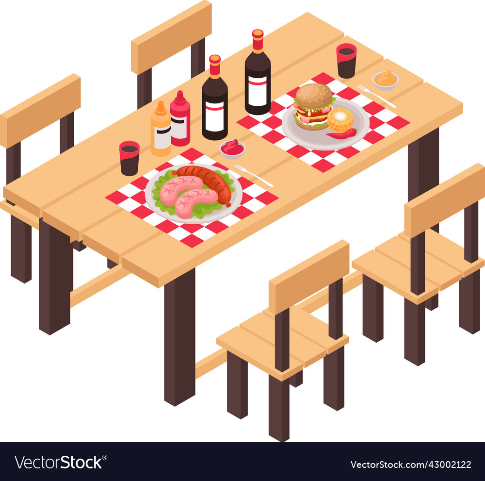 Bbq party table composition Royalty Free Vector Image